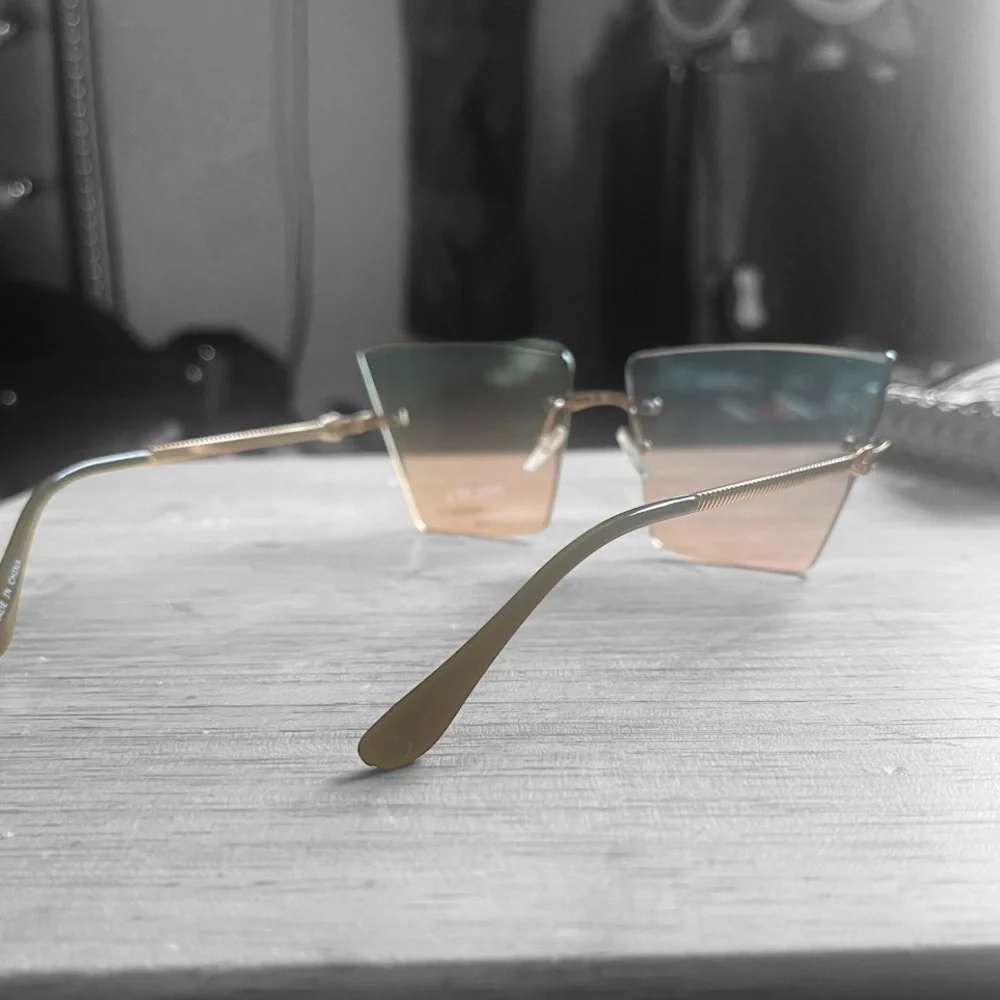 Accessories | Beveled Rimless Gradient Square Sunglasses Blue To Orange ...